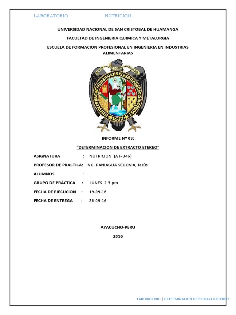 PRACTICA #03 Determinacion de Extracto Etereo | PDF | Lípido | gordo