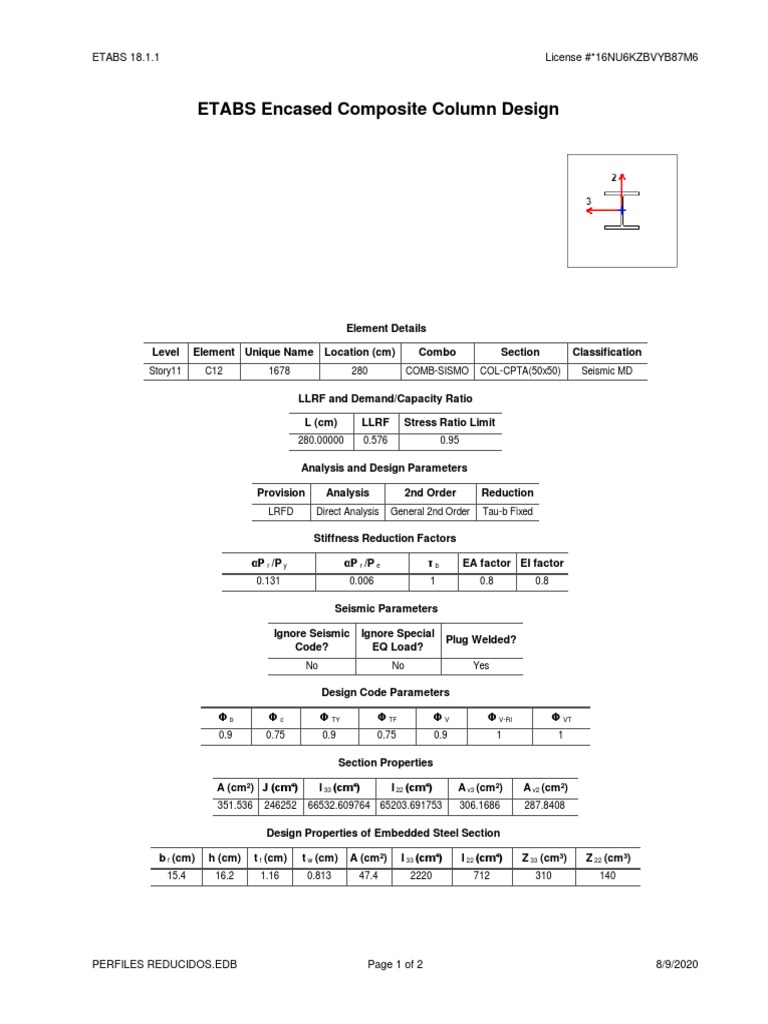ETABS Encased Composite Column Design: ETABS 18.1.1 License ...