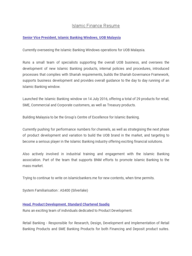 Islamic Finance Resume UOB PDF | PDF | Islamic Banking And Finance | Credit