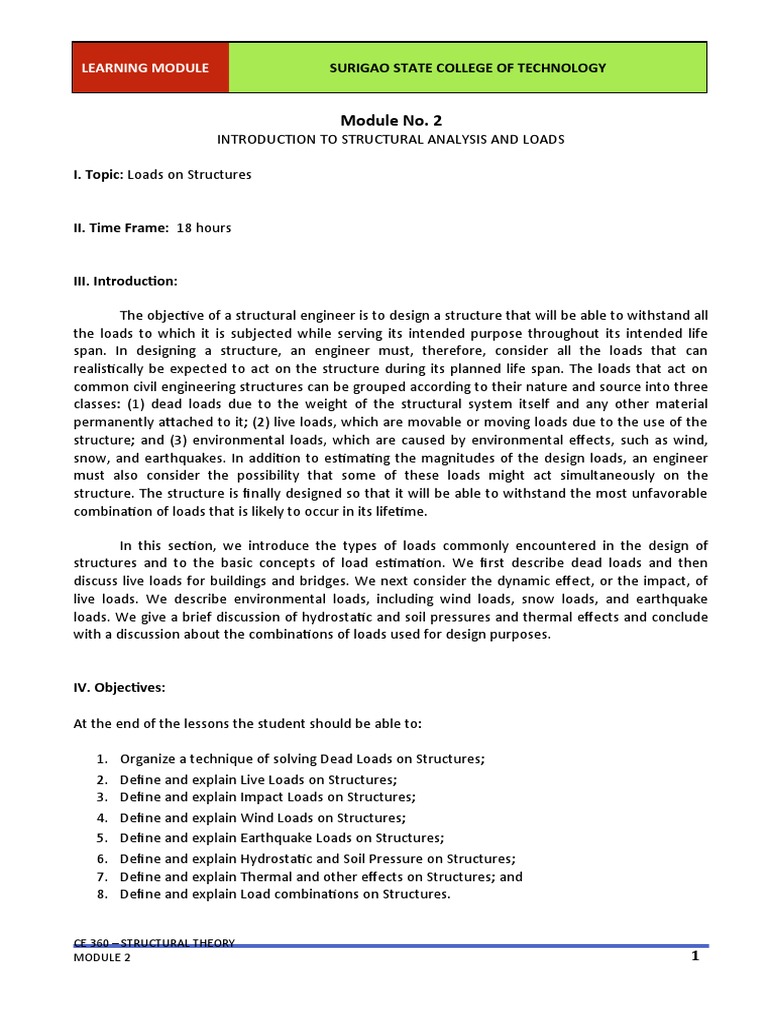 Module 2 STRUCTURAL THEORY Midterm | PDF | Structural Load | Wind Speed