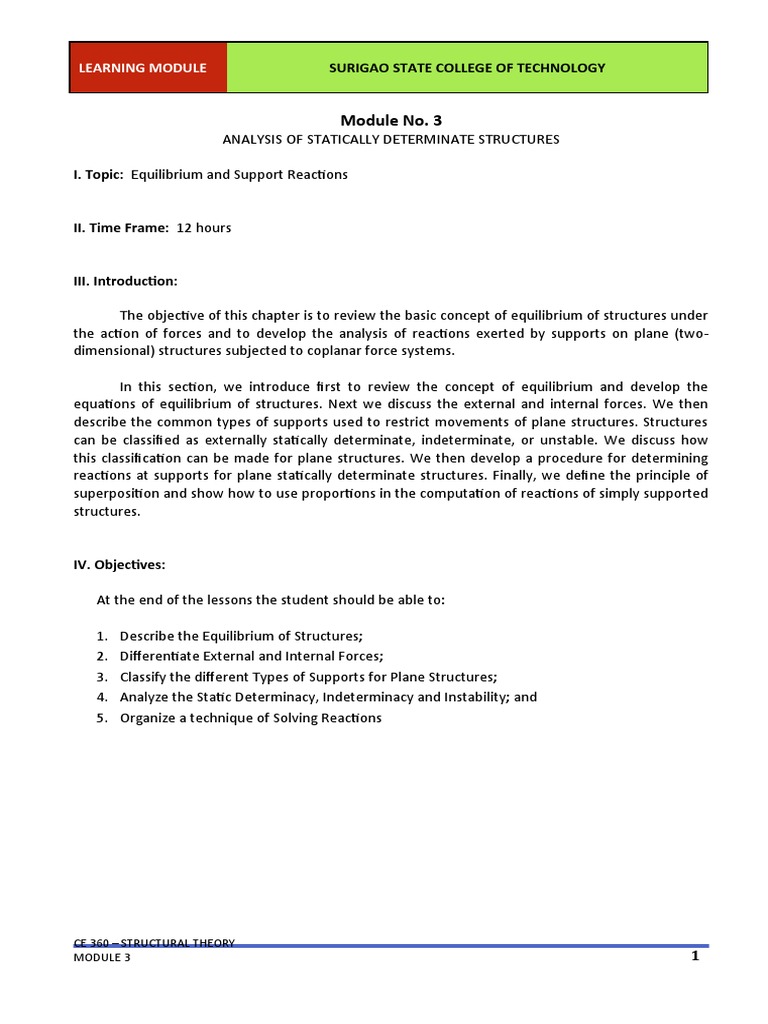 Module 3 Structural Theory Midterm Pdf Force Cartesian Coordinate System