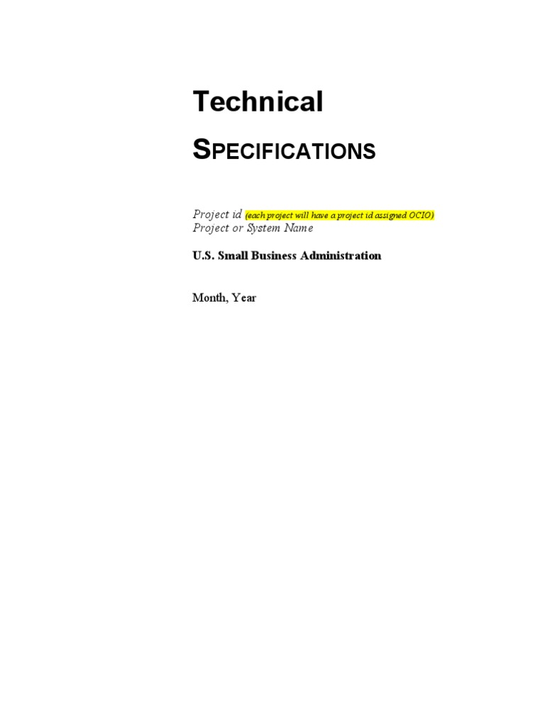 Technical S: Pecifications | PDF | System | Specification (Technical ...