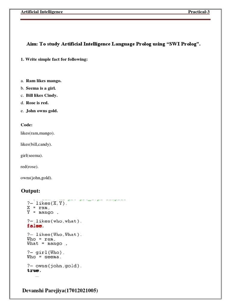 Aim: To Study Artificial Intelligence Language Prolog Using "SWI Prolog" | PDF | Symptom ...