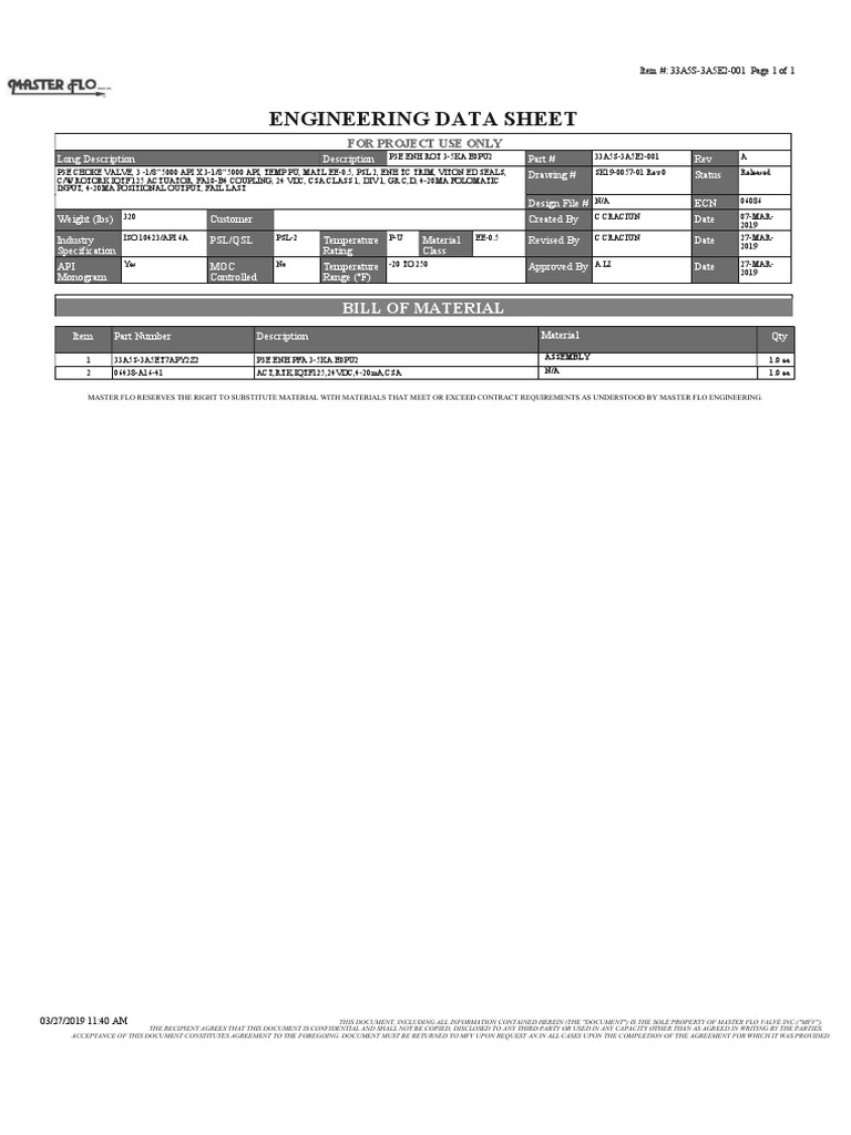 Engineering Data Sheet: Bill of Material | PDF | Materials | Economic ...