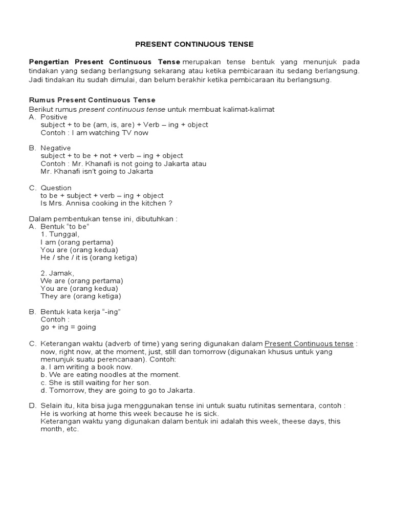 Present Continuous Tense | PDF