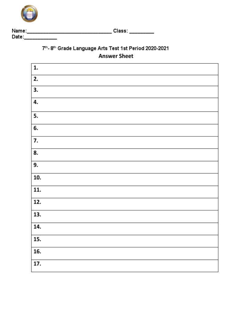 7th-8th Grade Language Arts Test | PDF
