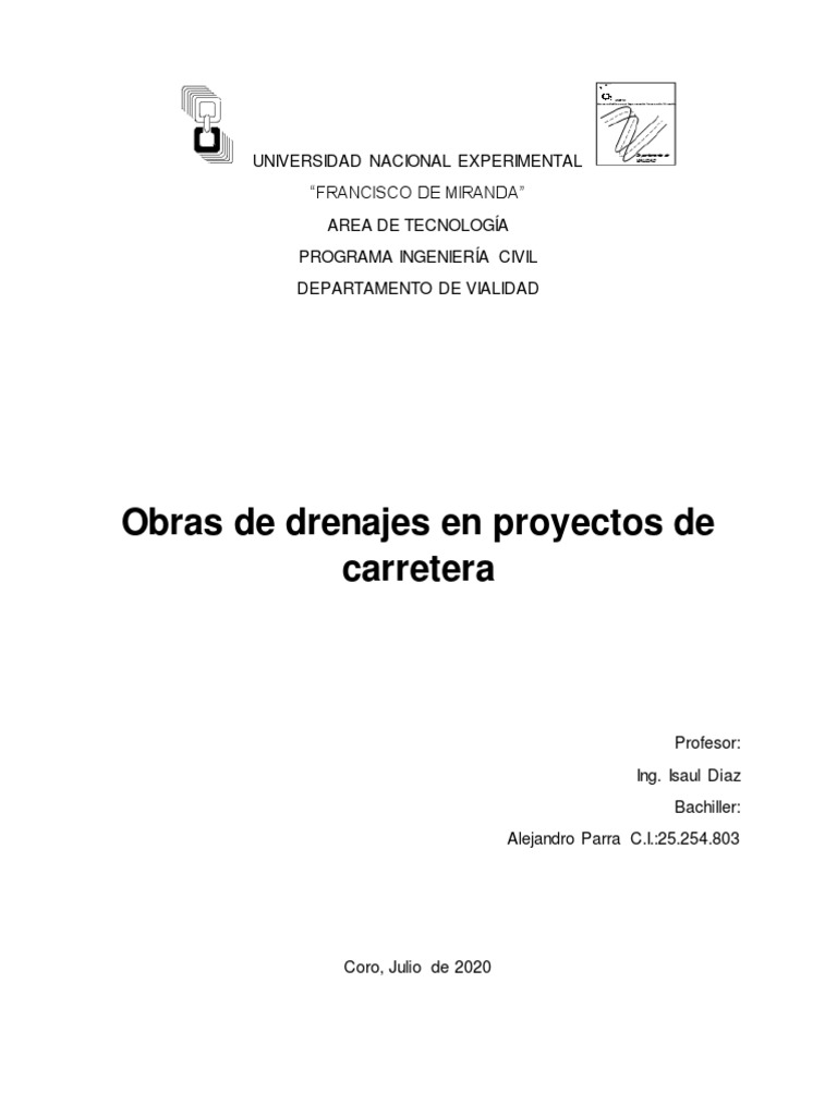 Obras de Drenajes en Proyectos de Carretera PDF | PDF | Drenaje | Hormigón