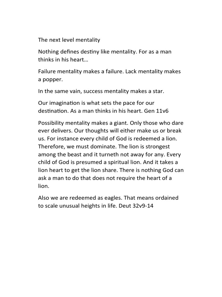 The Next Level Mentality | PDF