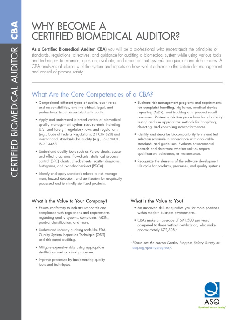 Why Become A Certified Biomedical Auditor?: What Are The Core ...