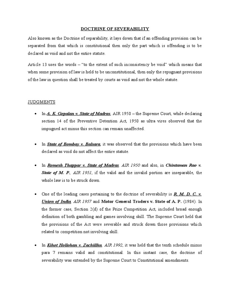 Doctrine of Severability | PDF