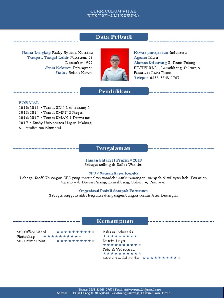 CV Rizky Syaumi Kusuma | PDF