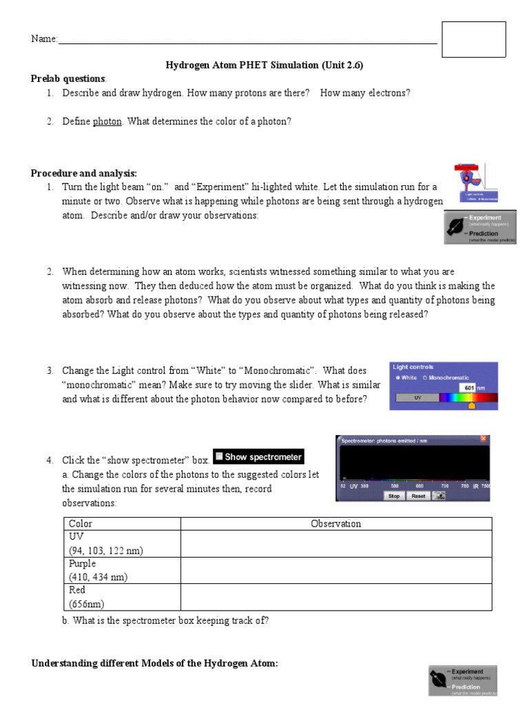 Hydrogen Atom PHET Simulation | PDF | Atoms | Electron