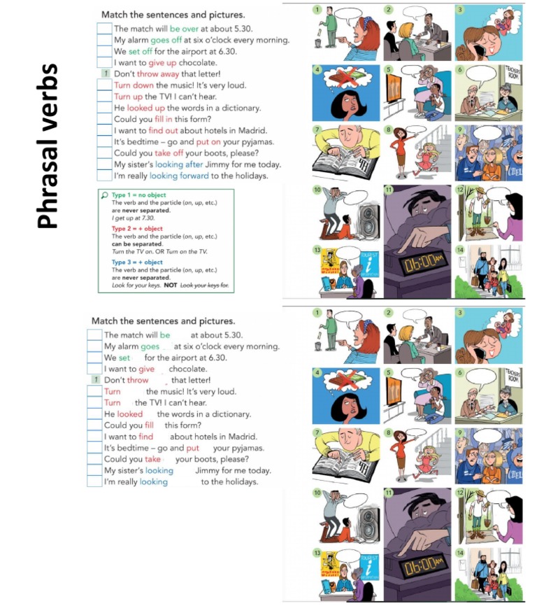 Picture Phrasal Verbs From English File Pre-Int | PDF