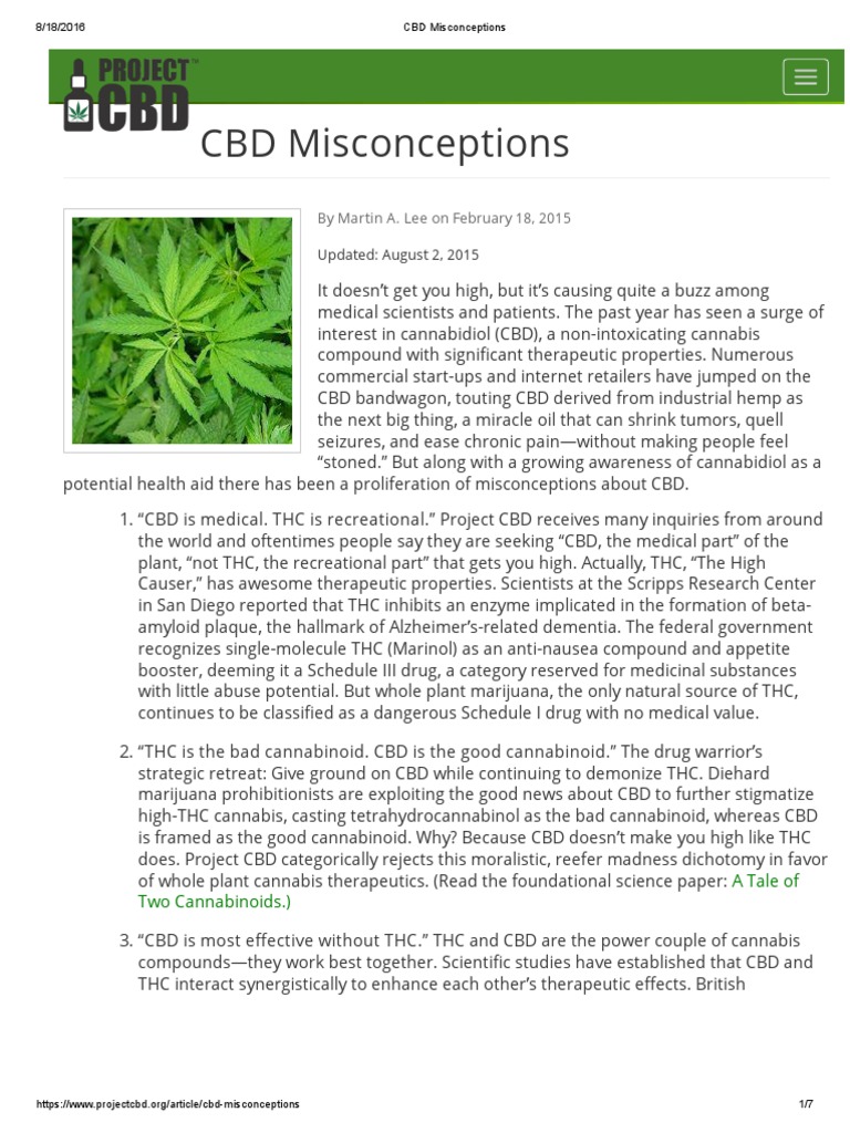 CBD Misconceptions | PDF | Tetrahydrocannabinol | Cannabis (Drug)