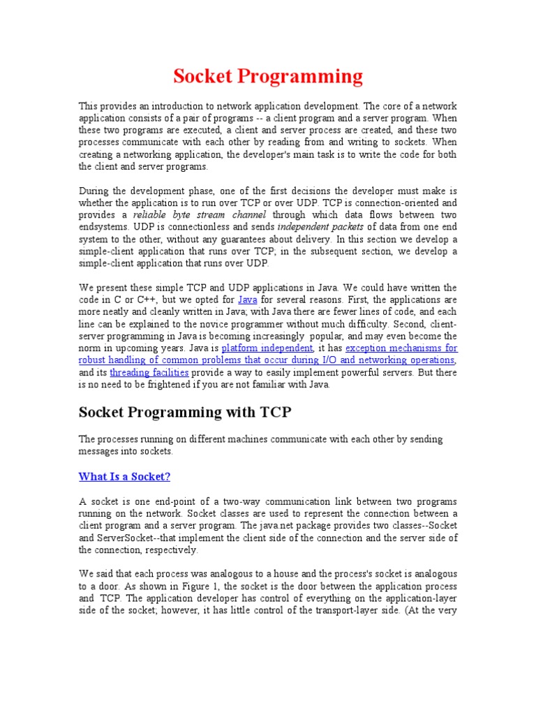 Socket Programming With TCP | PDF | Network Socket | Port (Computer Networking)