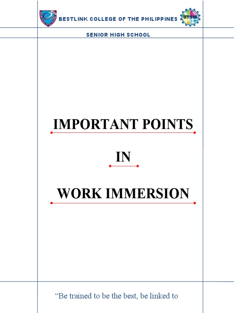 Work Immersion Guide for Students | PDF | Curriculum | Learning