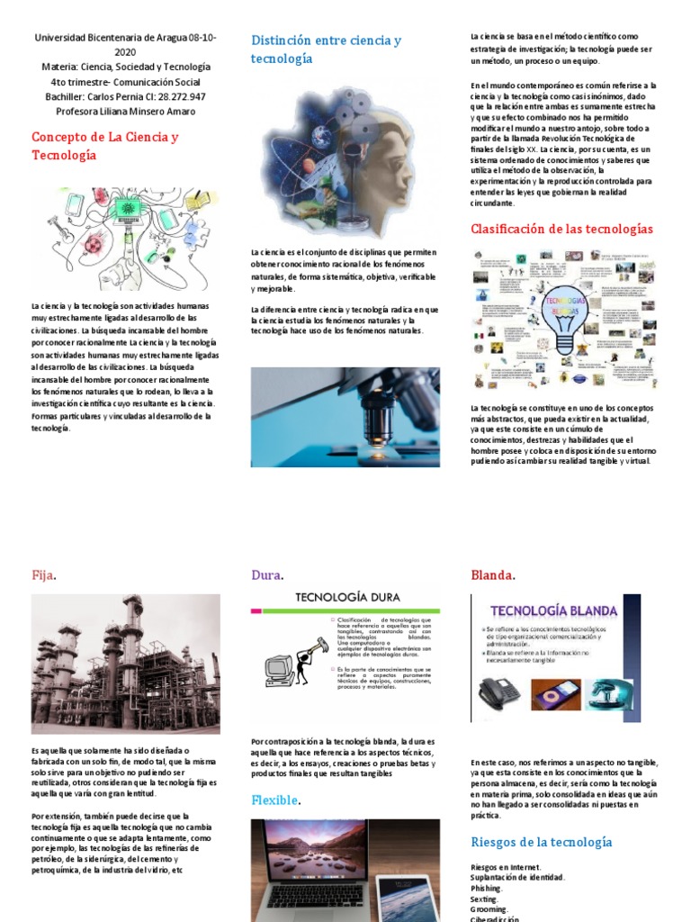 Ciencia y Tecnología Triptico | PDF | Método científico | Sociedad