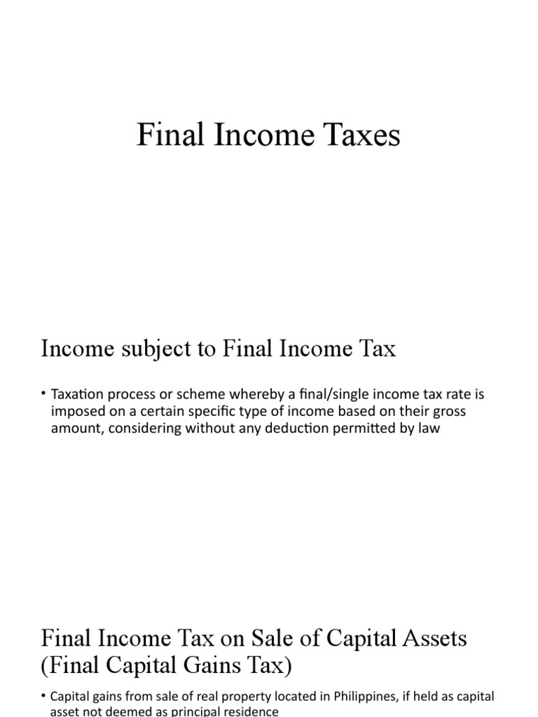 Final Income Taxes | PDF | Capital Gains Tax | Government Finances