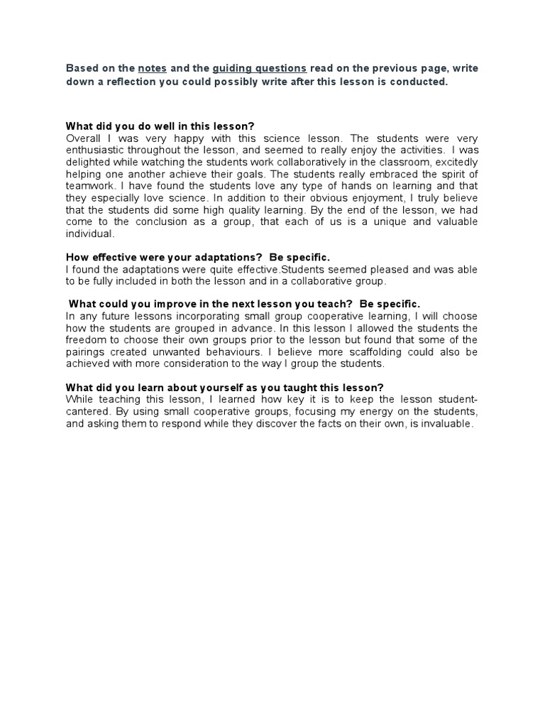 Proficient - Writing-a-Reflection Practice | PDF