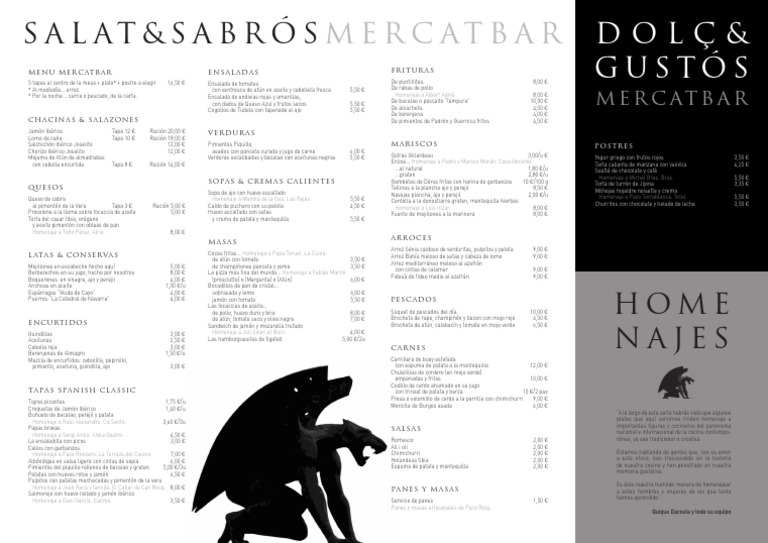 Carta Mercatbar | PDF | Cocina africana | ensalada