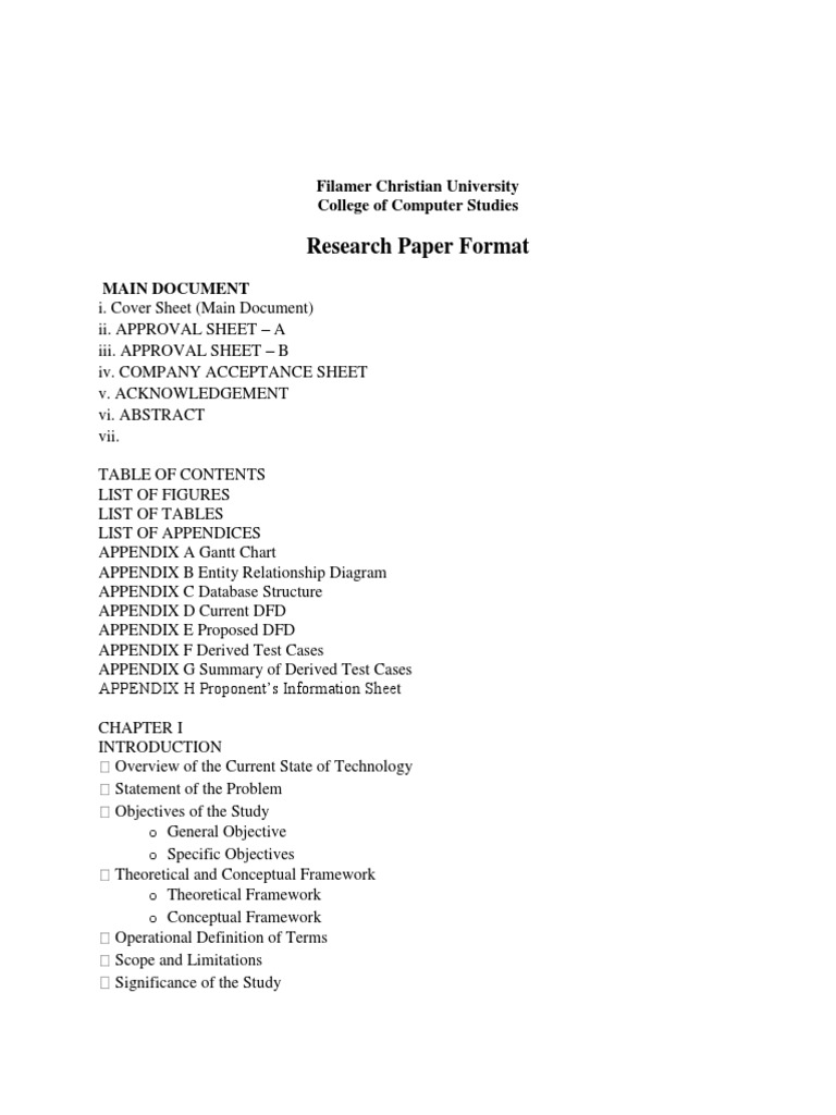 Research Paper Format: Filamer Christian University College of Computer ...