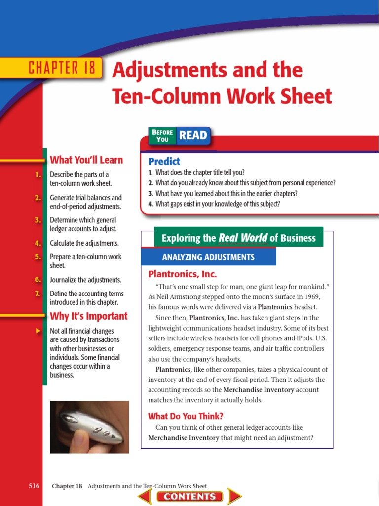 Adjustments and The Ten-Column Work Sheet: What You'll Learn | PDF ...