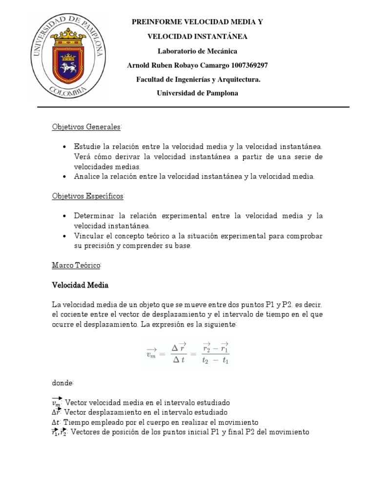 Velocidad Media y Velocidad Instantanea | PDF | Velocidad | Vector ...