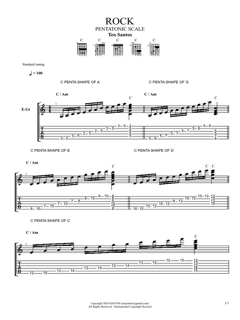 Rock Pentatonic Scale | PDF | Necked Lutes | Musical Scales