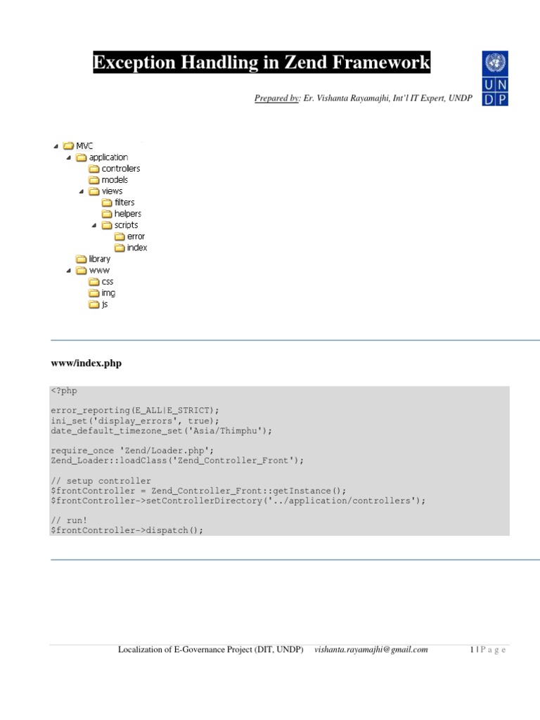 Exception Handling in Zend Framework | PDF | Html | Xhtml