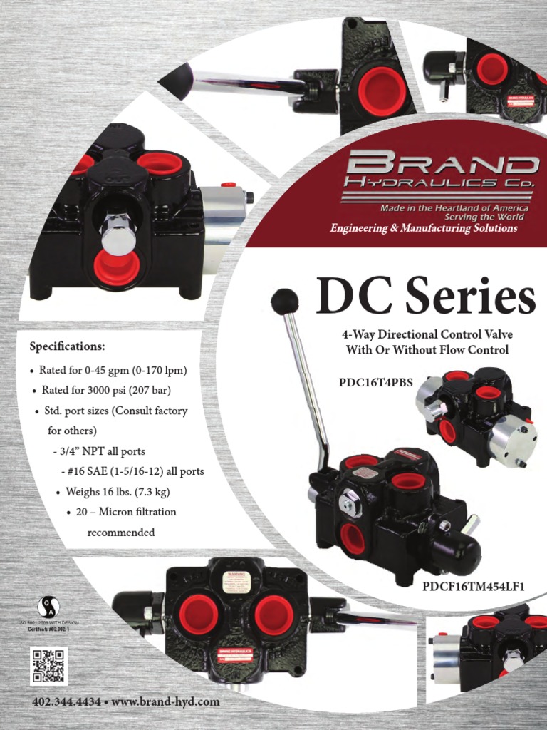 DC Series: Specifications: 4-Way Directional Control Valve With or ...