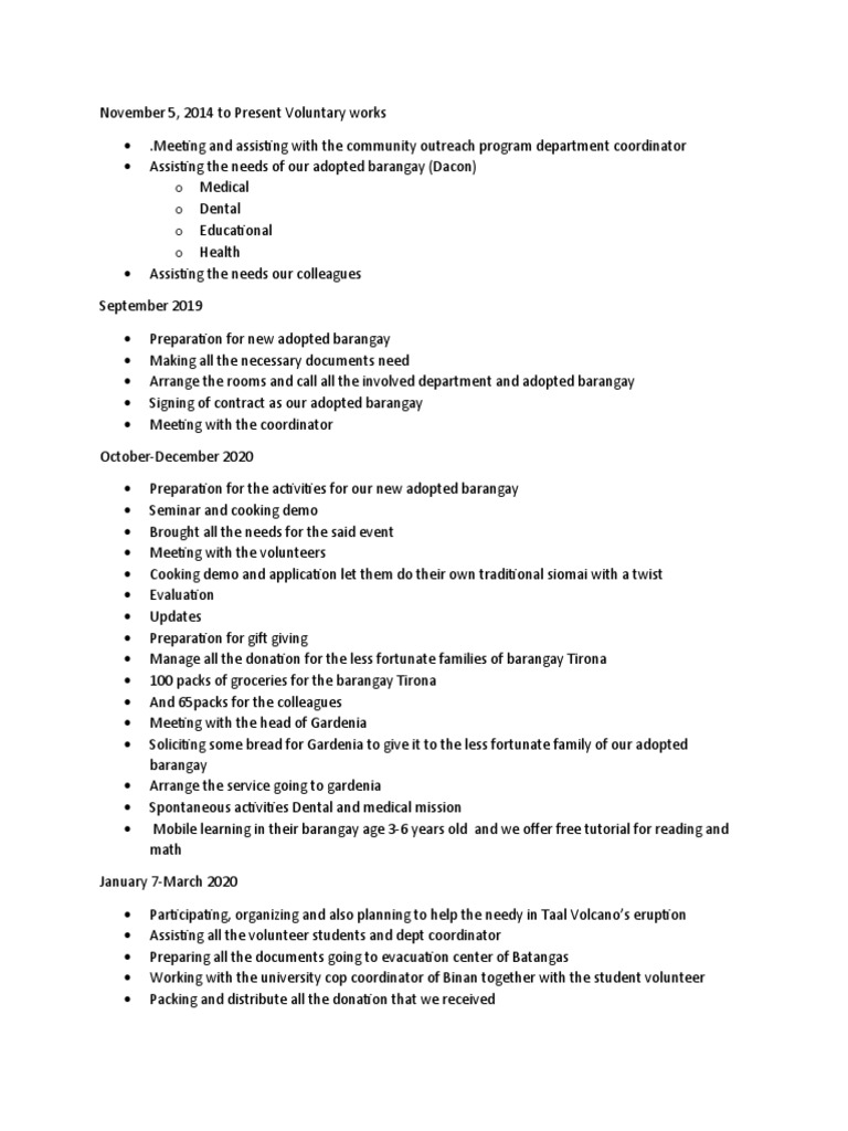 PDS Voluntary Work | PDF | Volunteering