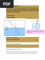 Experimento Fisica Refrexion | PDF | Reflexión (Física) | Refracción