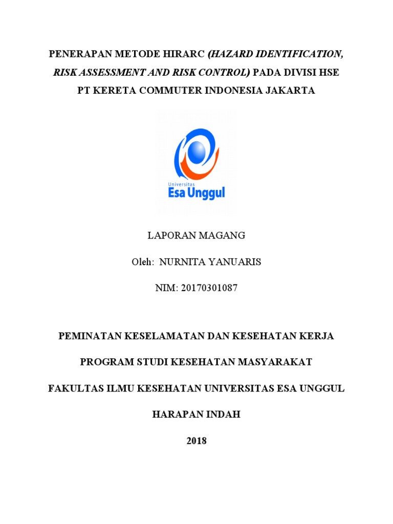 Contoh Laporan magang-PENERAPAN METODE HIRARC | PDF
