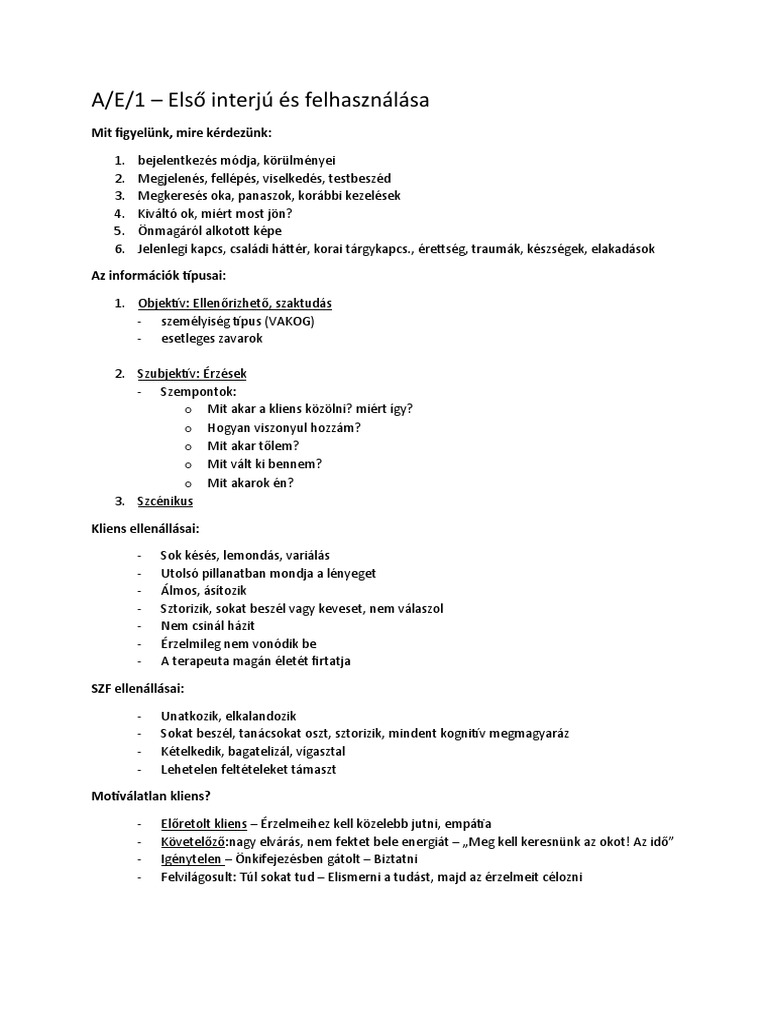 AE1 - Első Interjú | PDF