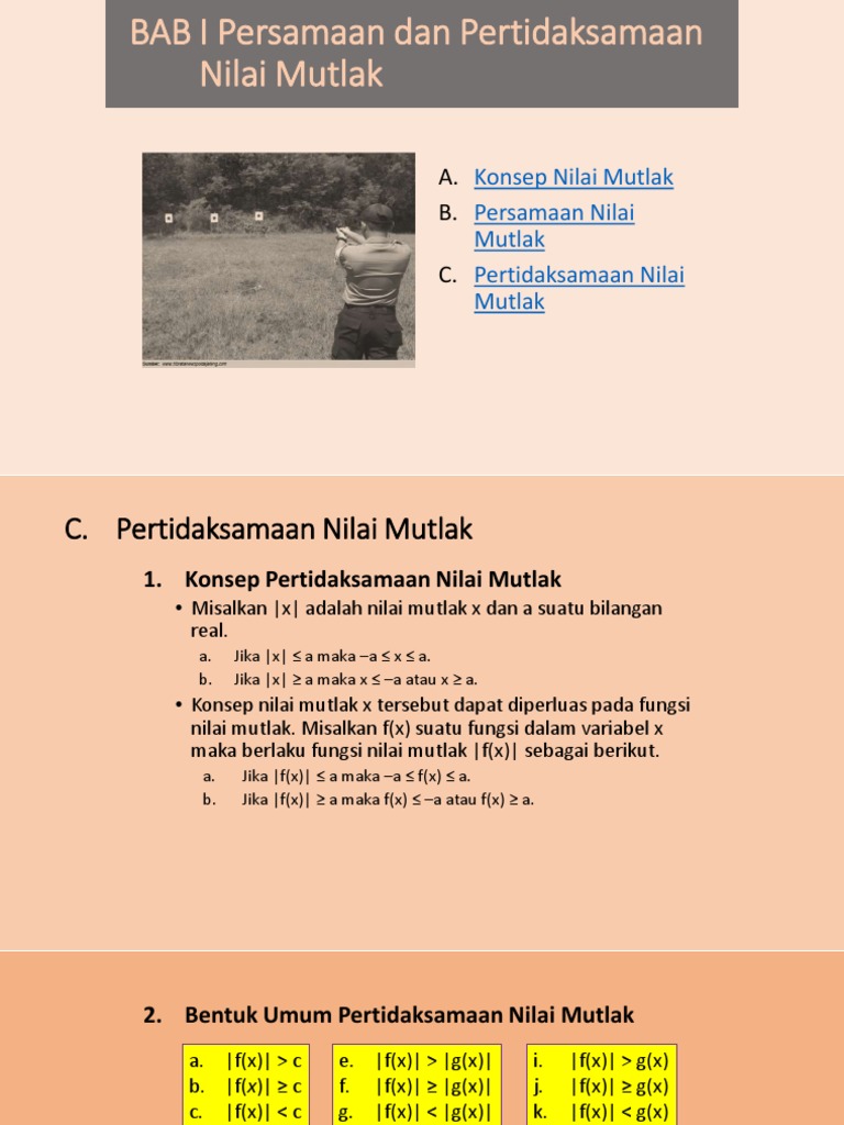 BAB I Persamaan Dan Pertidaksamaan Nilai Mutlak PDF | PDF