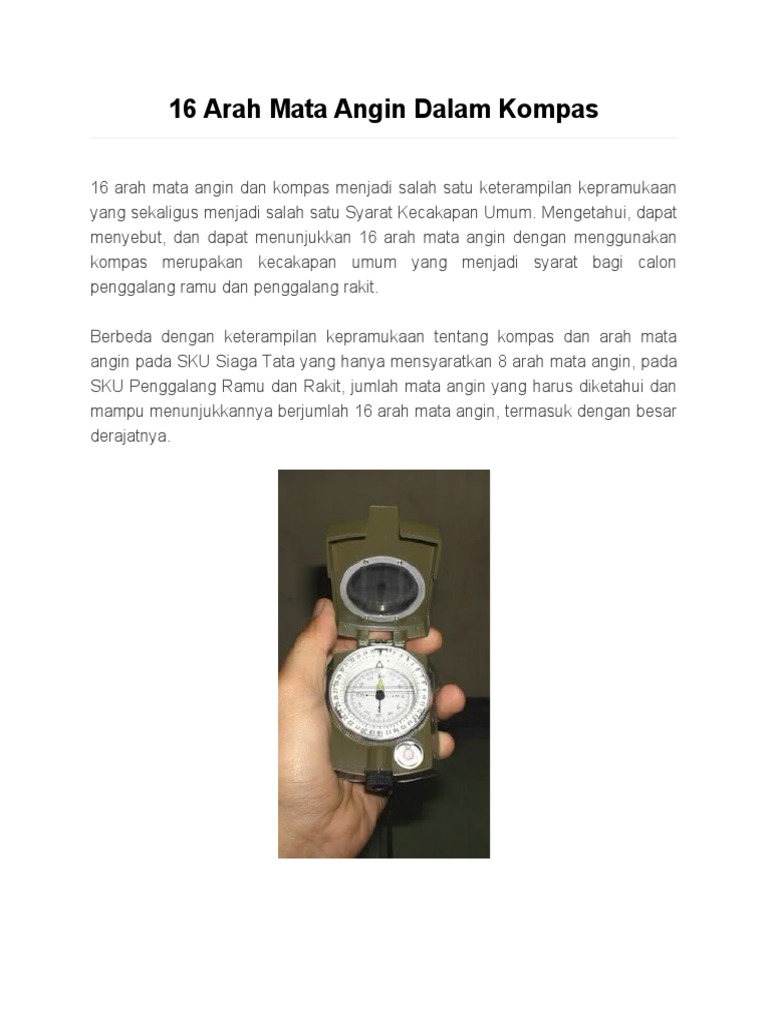 16 Arah Mata Angin dan Derajatnya | PDF
