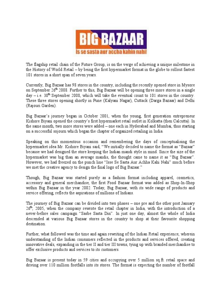 Bigbazaar | PDF | Retail | Business Process