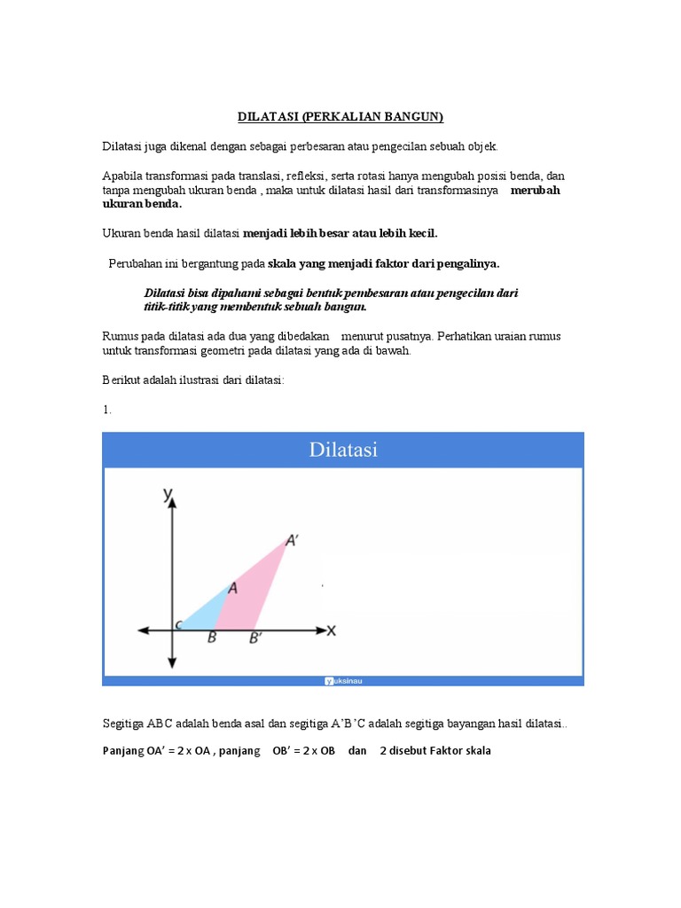 Pengertian dan Rumus Dilatasi Geometri | PDF