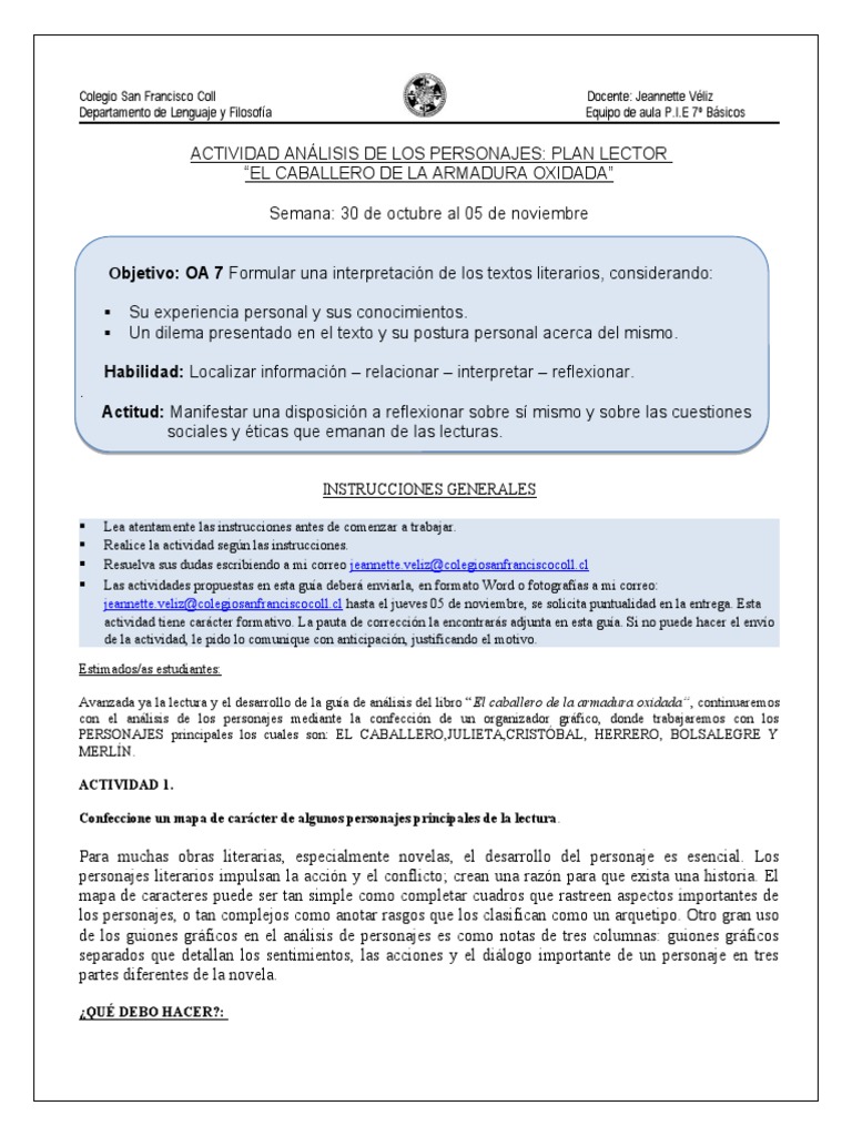 Análisis de Personajes 7º Básico | PDF | Science | Ciencia y Tecnología