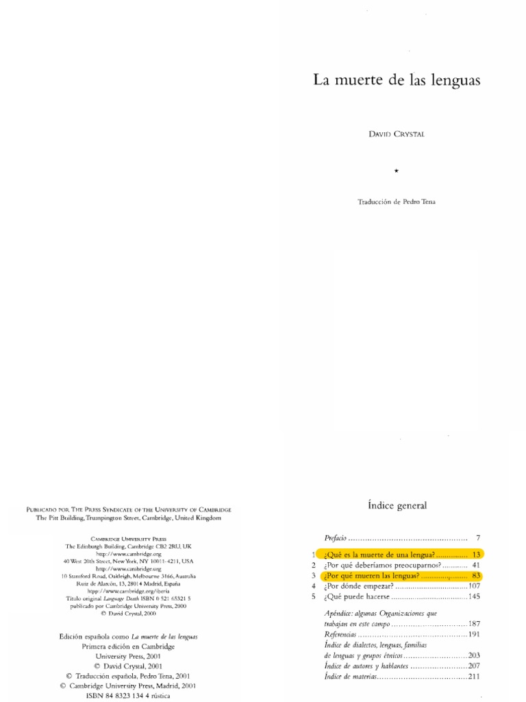 "La Muerte de Las Lenguas" David Crystal | PDF