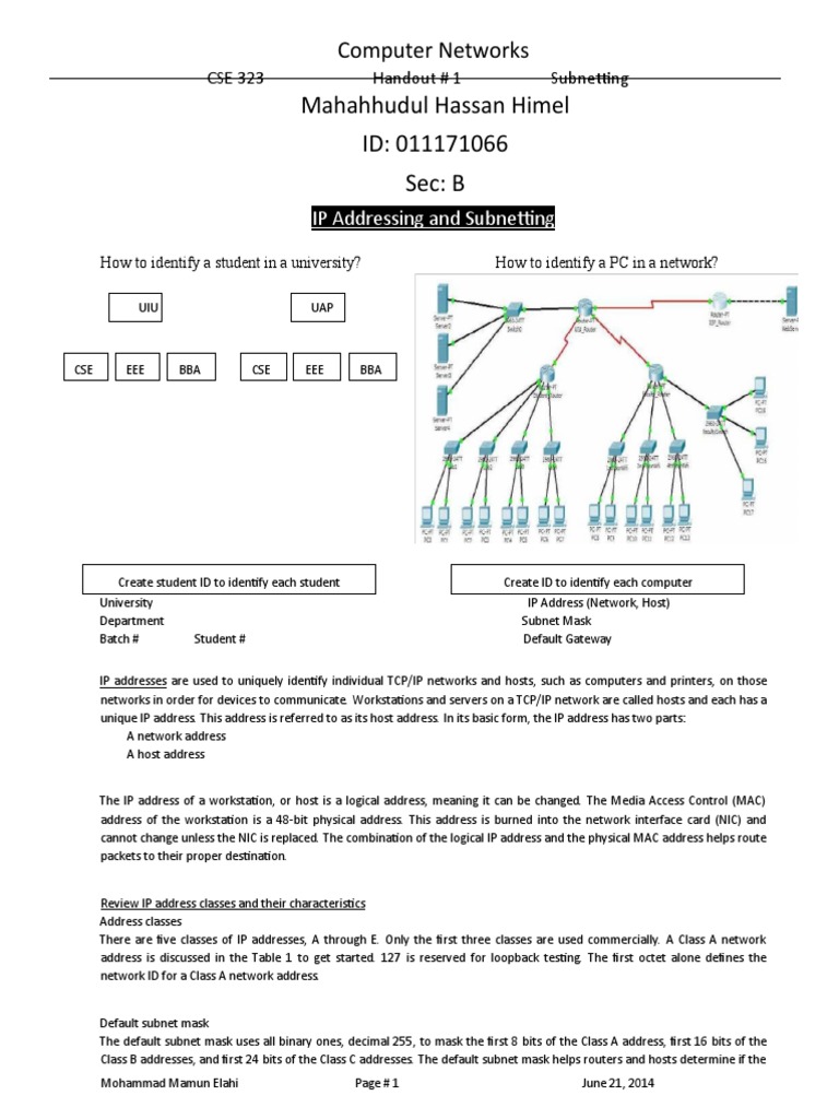 Explaining IP Addressing Fundamentals and Demonstrating the Process of Subnetting | PDF | Ip ...