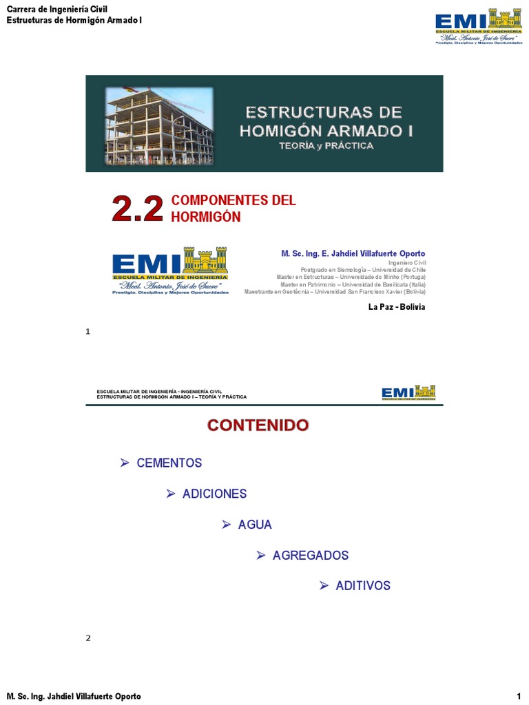Componentes Del Hormigón PDF | PDF | Hormigón | Cemento