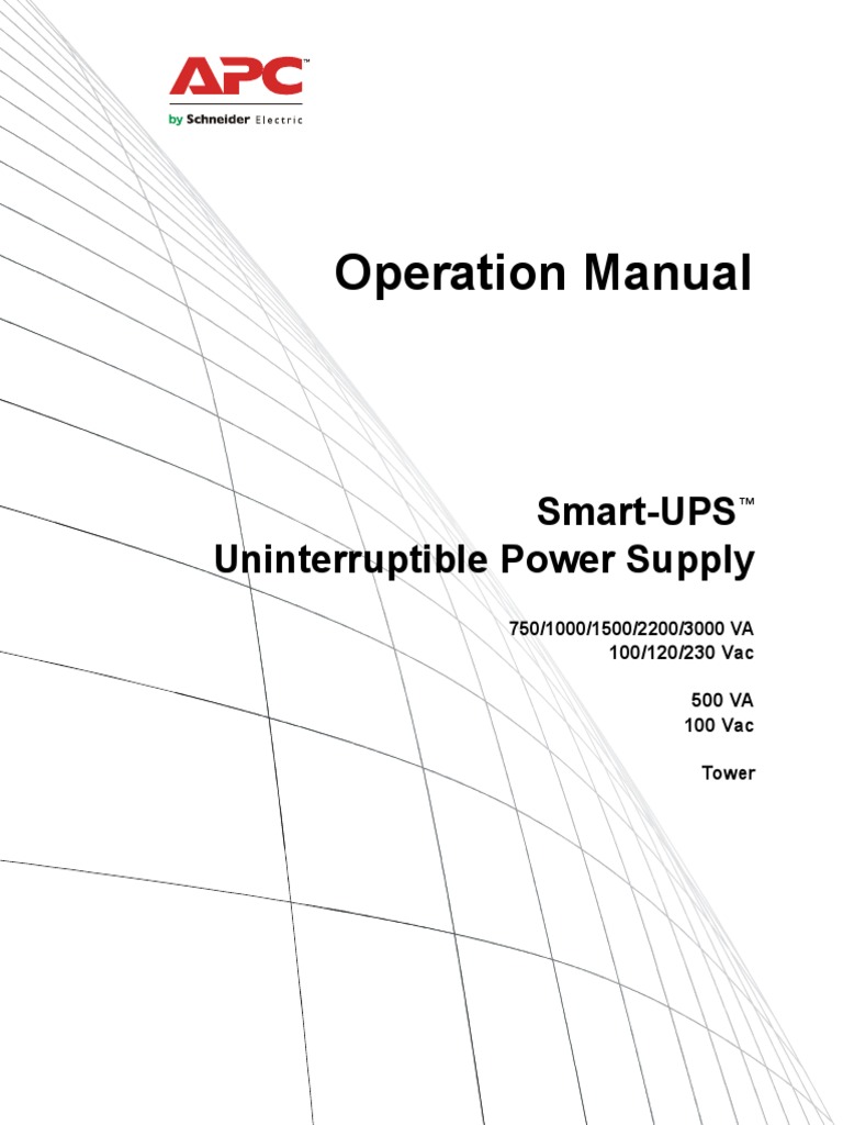 Operation Manual: Smart-UPS Uninterruptible Power Supply | PDF | Switch ...