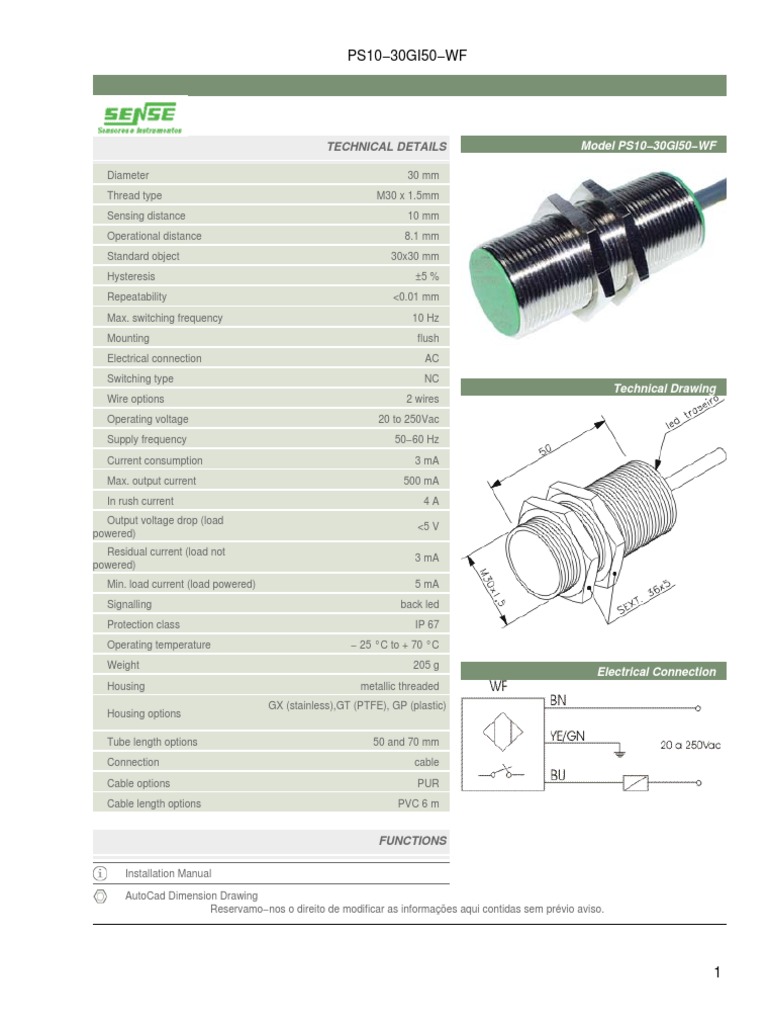 PS10 30GI50 WF: Technical Details | PDF