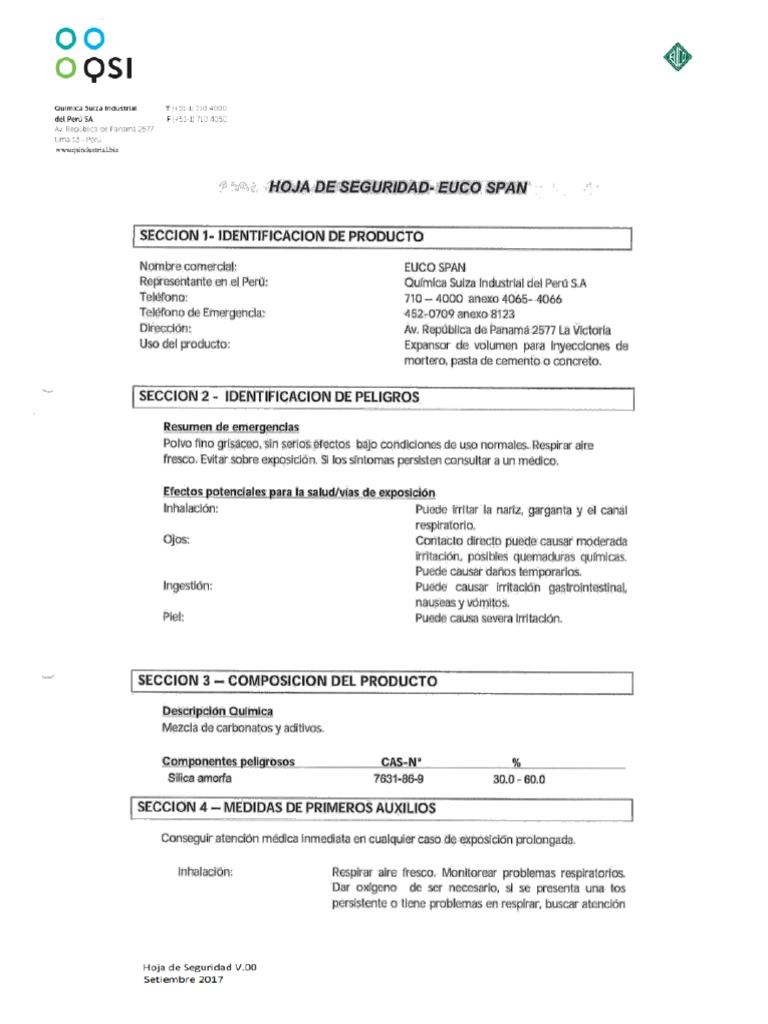 MSDS - Euco Span | PDF