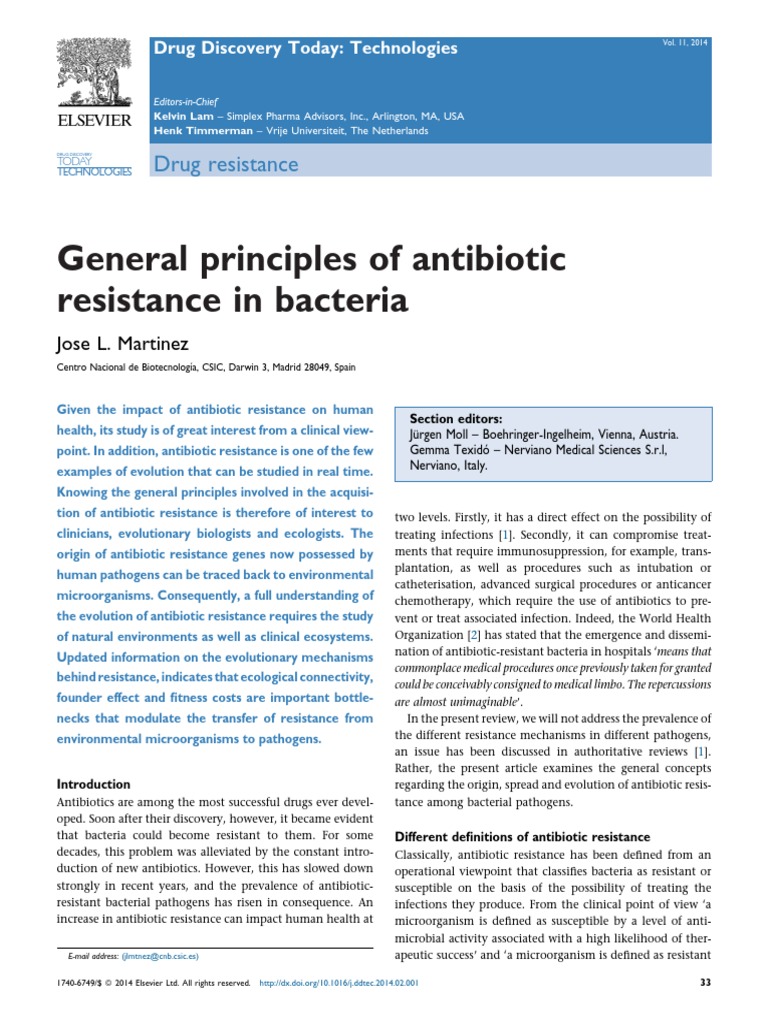 General Principles of Antibiotic Resistance in Bacteria | PDF ...