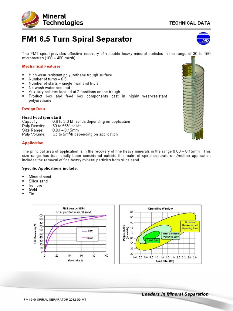 FM1 Spiral Separator Technical Data | PDF