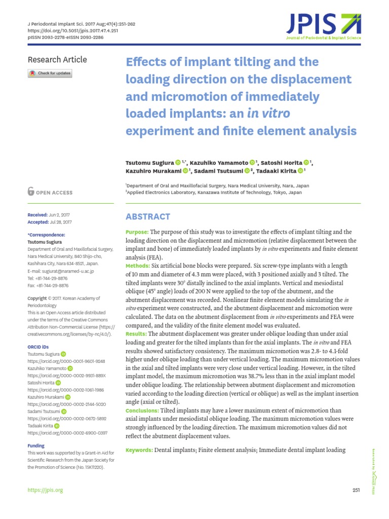 Ffects of Implant Tilting and The Loading Direction On The Displacement ...