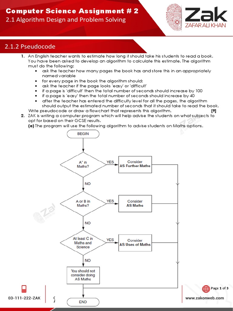 Assignment 2-2.1.2 Pseudocode and Flowcharts | PDF | Algorithms | Software Engineering