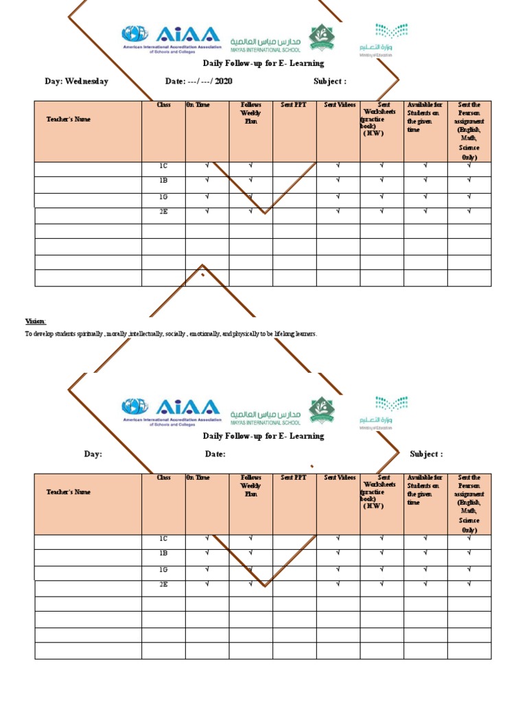 E - Learning Follow Up Daily.2020-21 | PDF | Pedagogy | Behavior ...